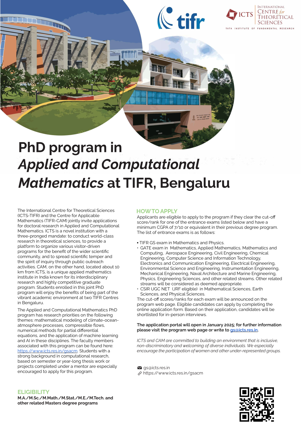 PhD program in Applied and Computational Mathematics | ICTS