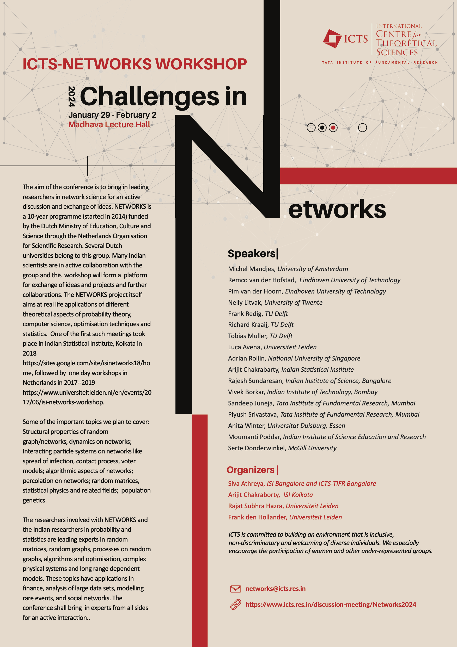 ICTS-NETWORKS Workshop “Challenges in Networks” | ICTS